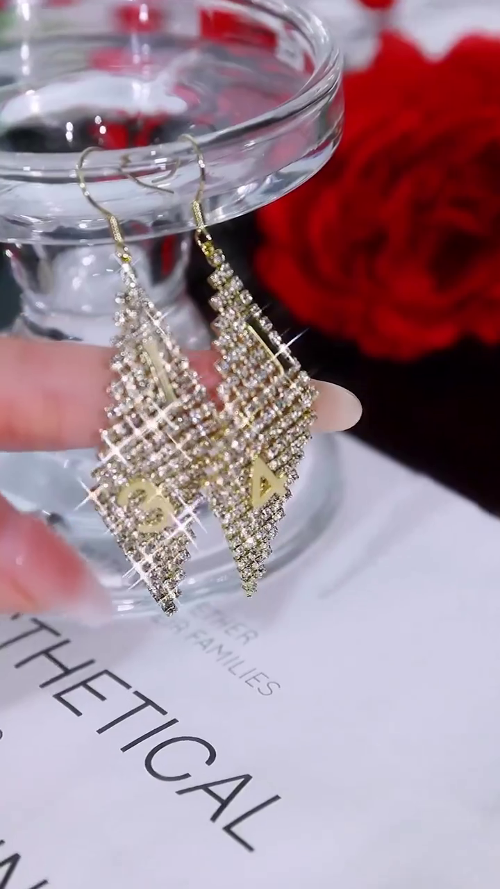 Elegant Rhinestone Drop Earrings for Women – Dazzling Crystal Long ...