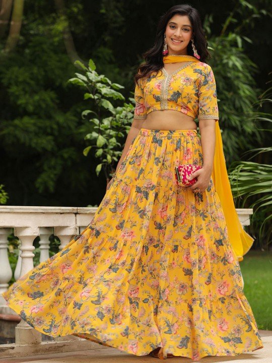 Printed Ready to Wear Lehenga & Blouse With Dupatta – Shop ...